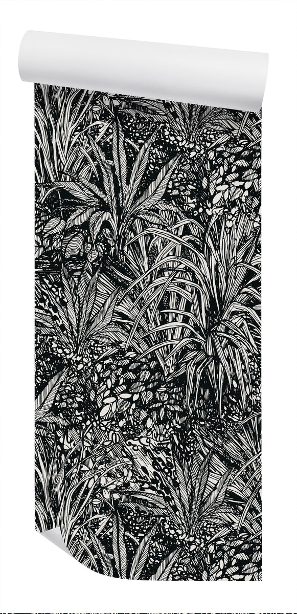 Jungle Wallpaper - Black/Steam – Maak Home